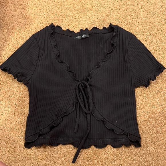 Papermoon | Tops | Black Tie In Front Tshirt | Poshmark